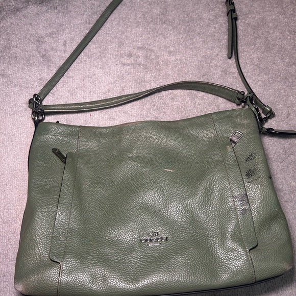 Coach | Bags | Coach Green Leather Crossbody With Adjustable Strap ...